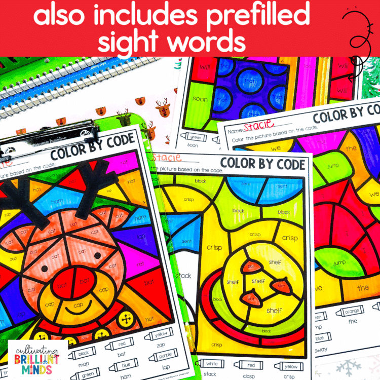 Editable Christmas Color by Codes | Sight Word Practice | Morning Work ...