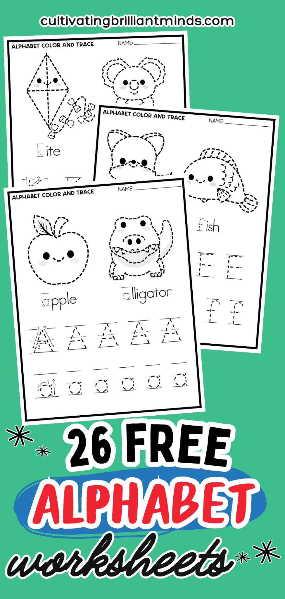 Alphabet Worksheets: Fun Color and Trace Practice for Early Learners ...