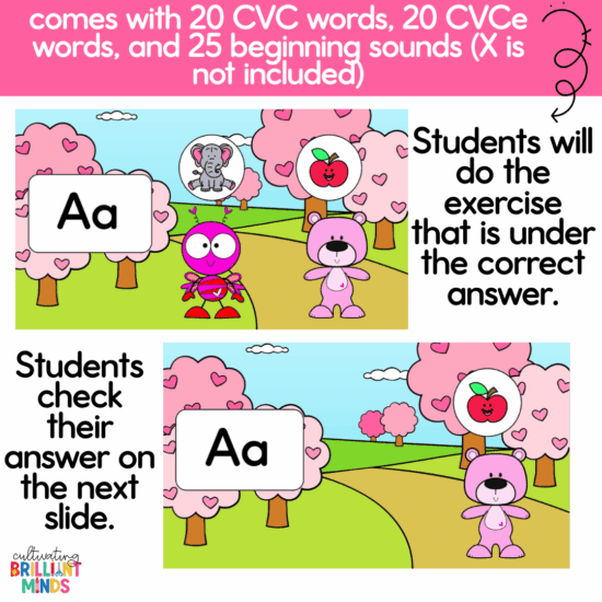 Animated Valentine’s Day Phonics Exercise Game CVC Words, CVCe Words ...
