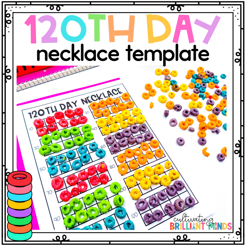 120th Day of School Fruit Loop Necklace Template | 120th Day Activities ...