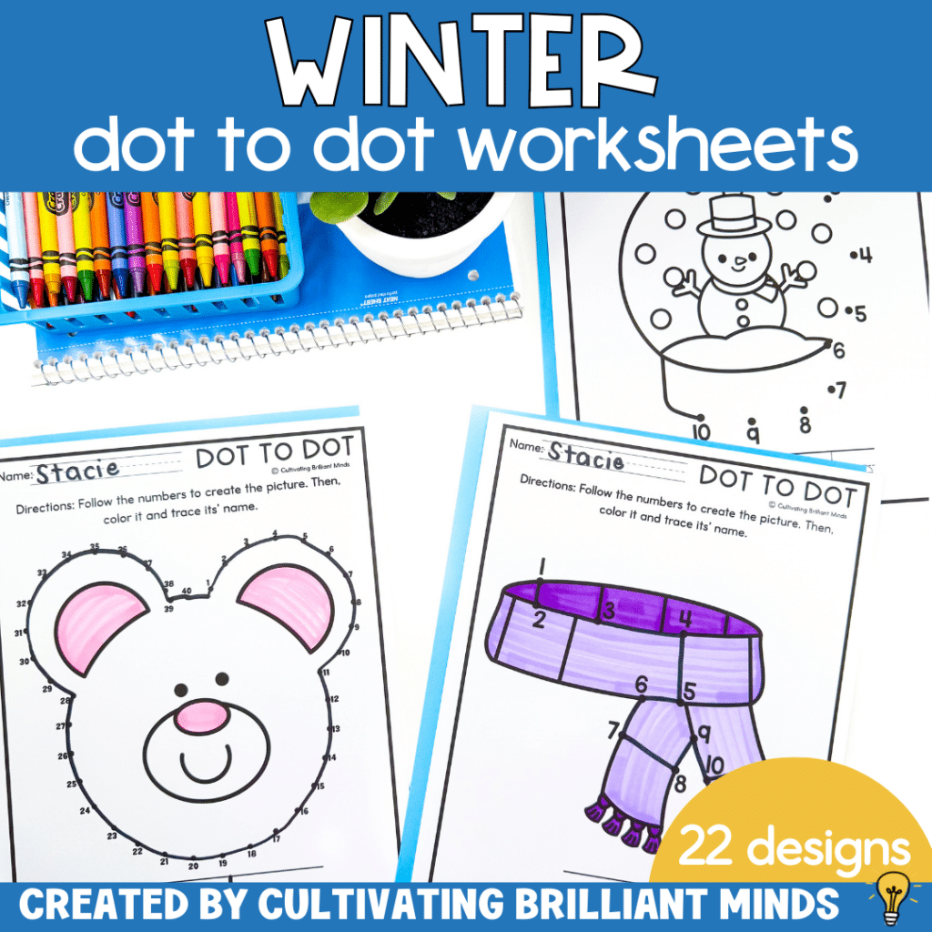 Winter Dot to Dot Activities Center Fine Motor Skills January Motor ...
