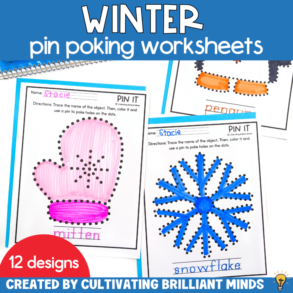 Winter Pin Poke Activities Center Fine Motor Skills January Motor ...