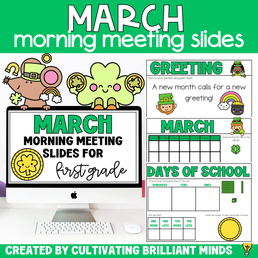 March Morning Meeting Slides First Grade Digital Activities Calendar ...