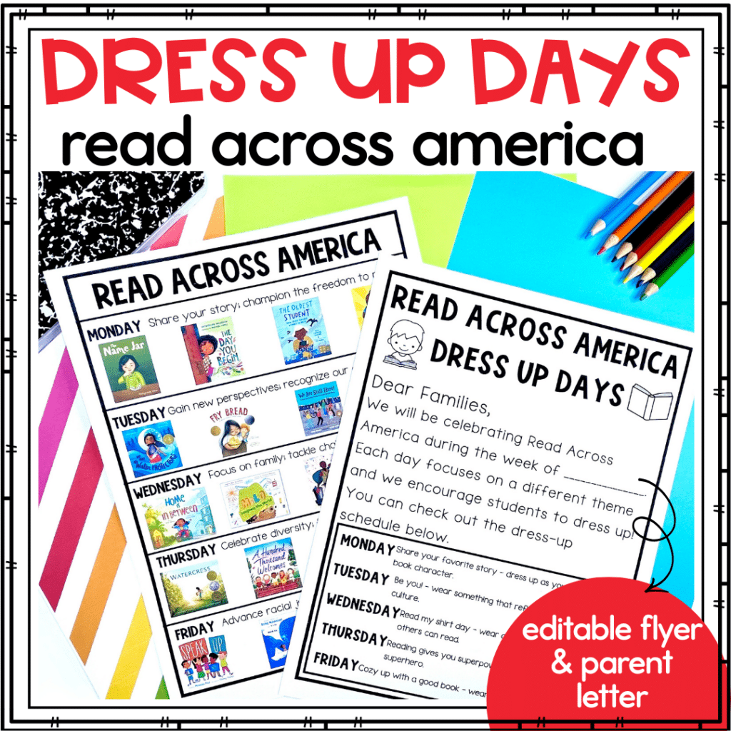 Editable Read Across America Week Dress Up Days | Read Across America ...