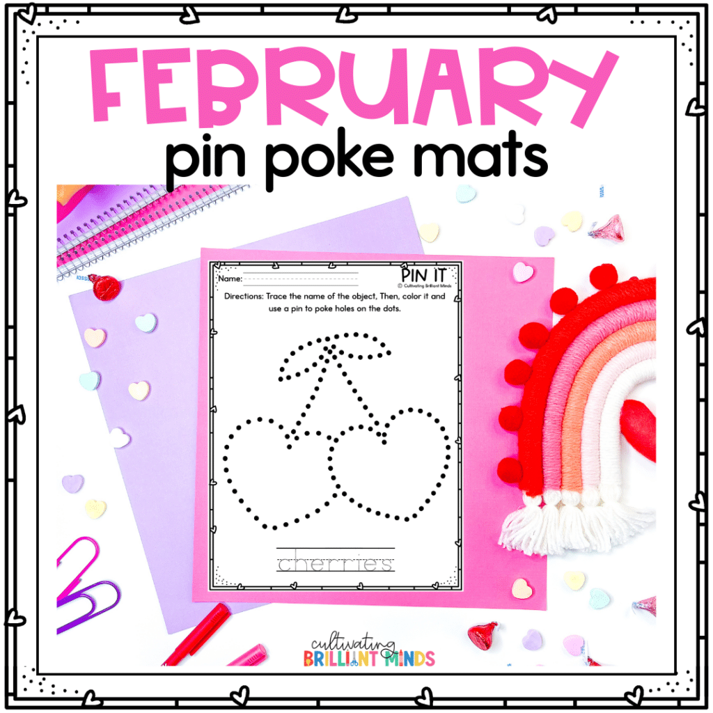 Valentine’s Day Pin Poke Activities Center Fine Motor Skills February ...