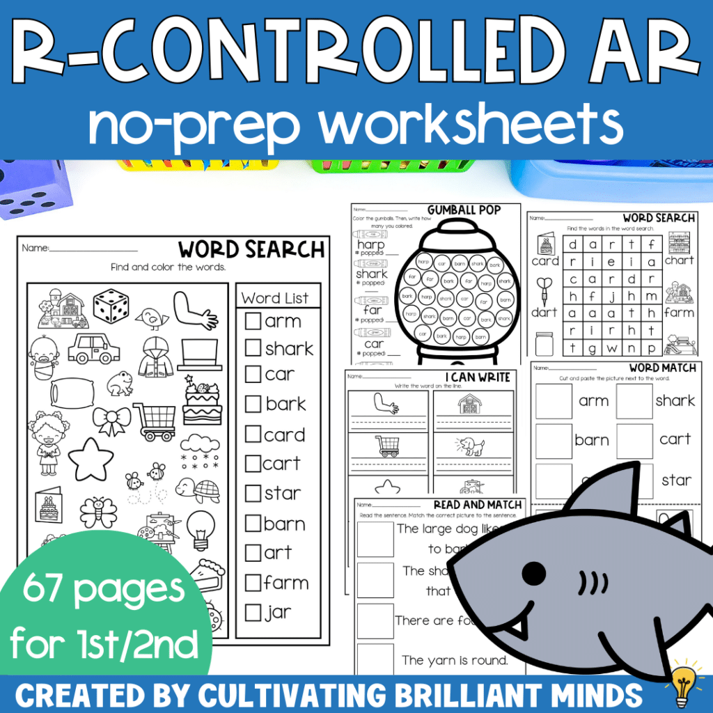 R-Controlled AR Phonics Worksheets No Prep Phonics Activities First ...