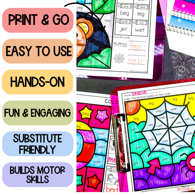 CVC Words Short E Color by Codes CVC Words Worksheets Short E ...